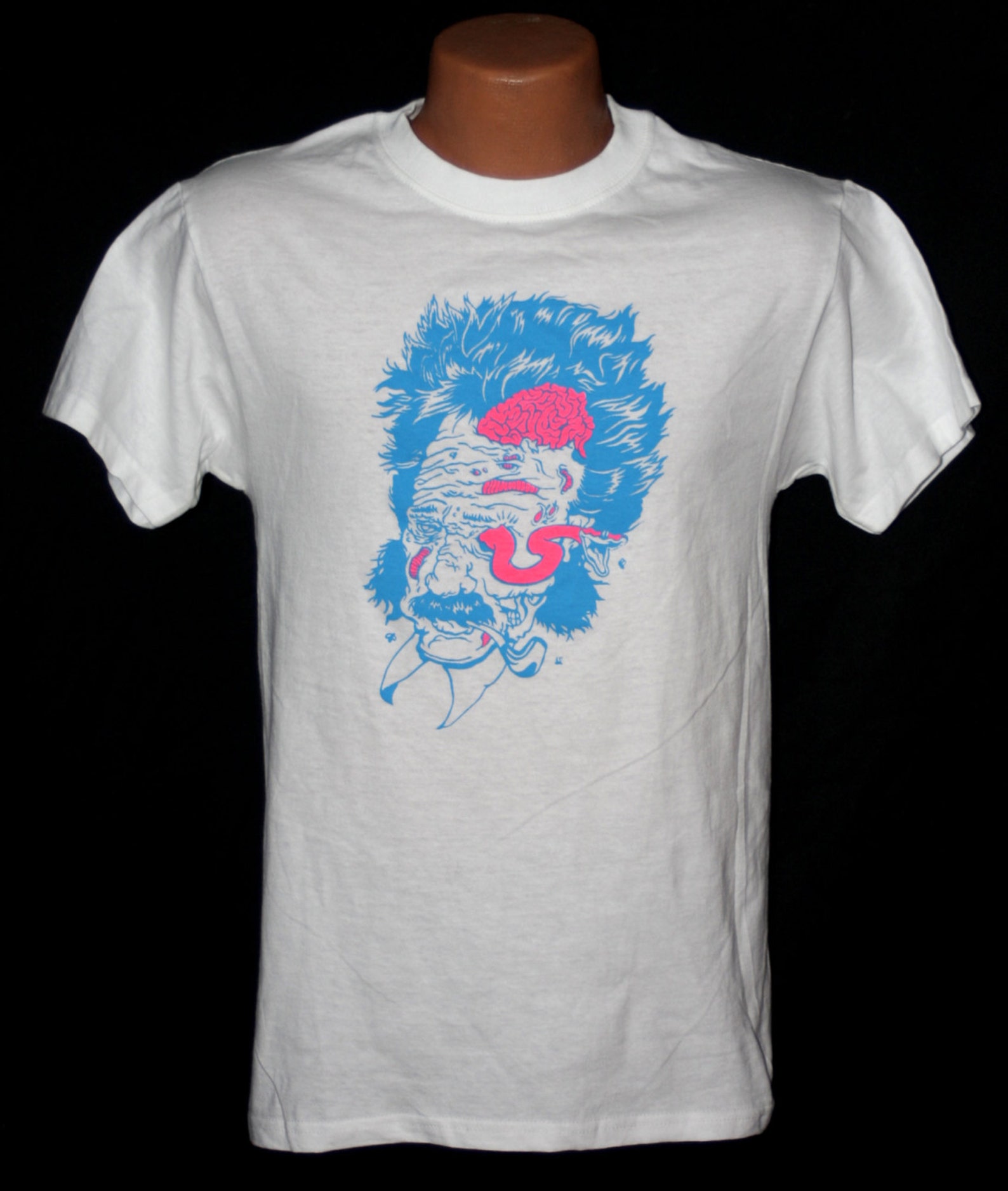 Zombie Albert Einstein T-shirt With Blue and Neon Pink Ink (all Sizes ...