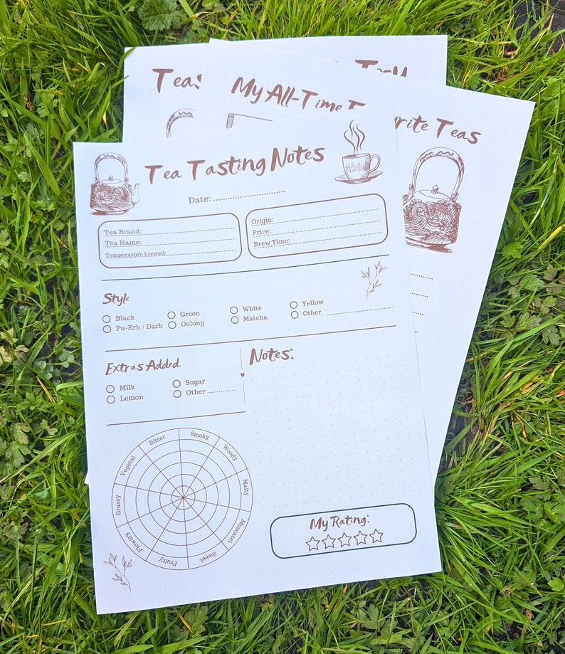 Tea Tasting Notes Printable PDF - Track Your Tea Flavours & Experiences ...