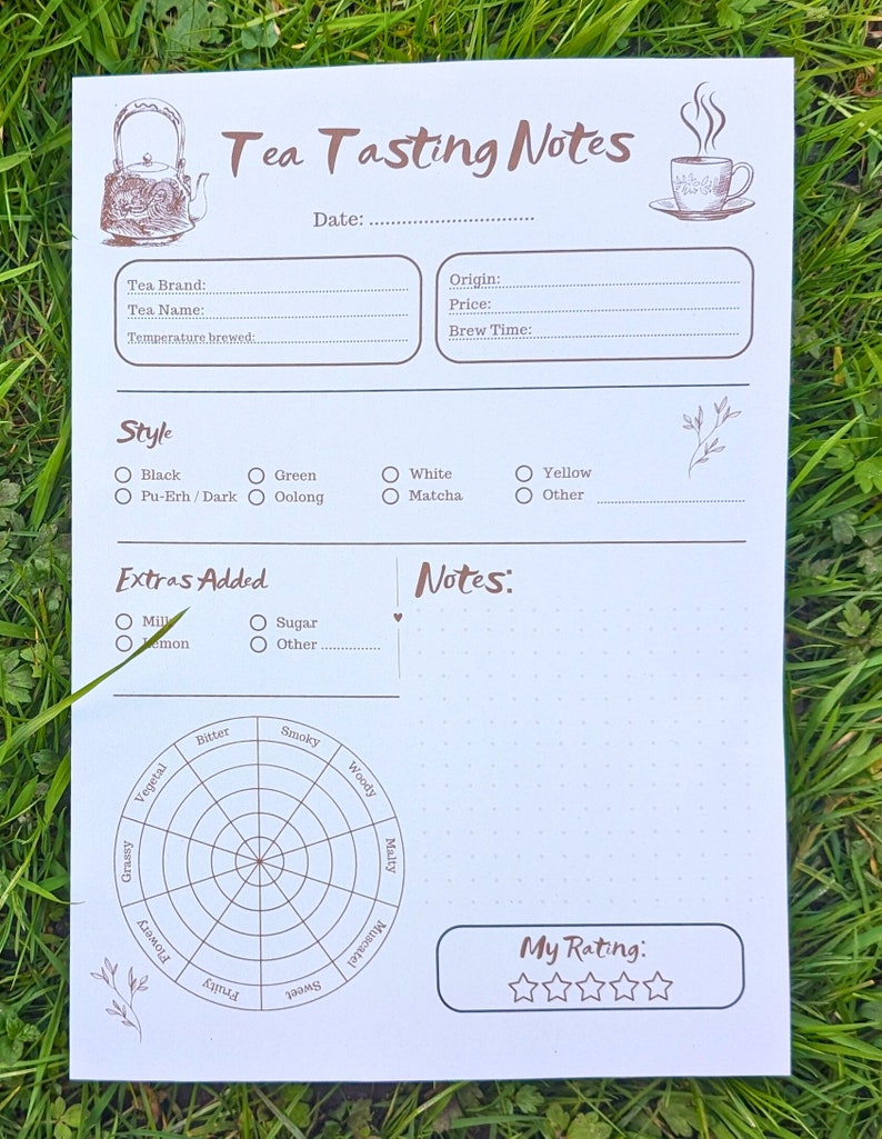 Tea Tasting Notes Printable PDF Track Your Tea Flavours & Experiences ...