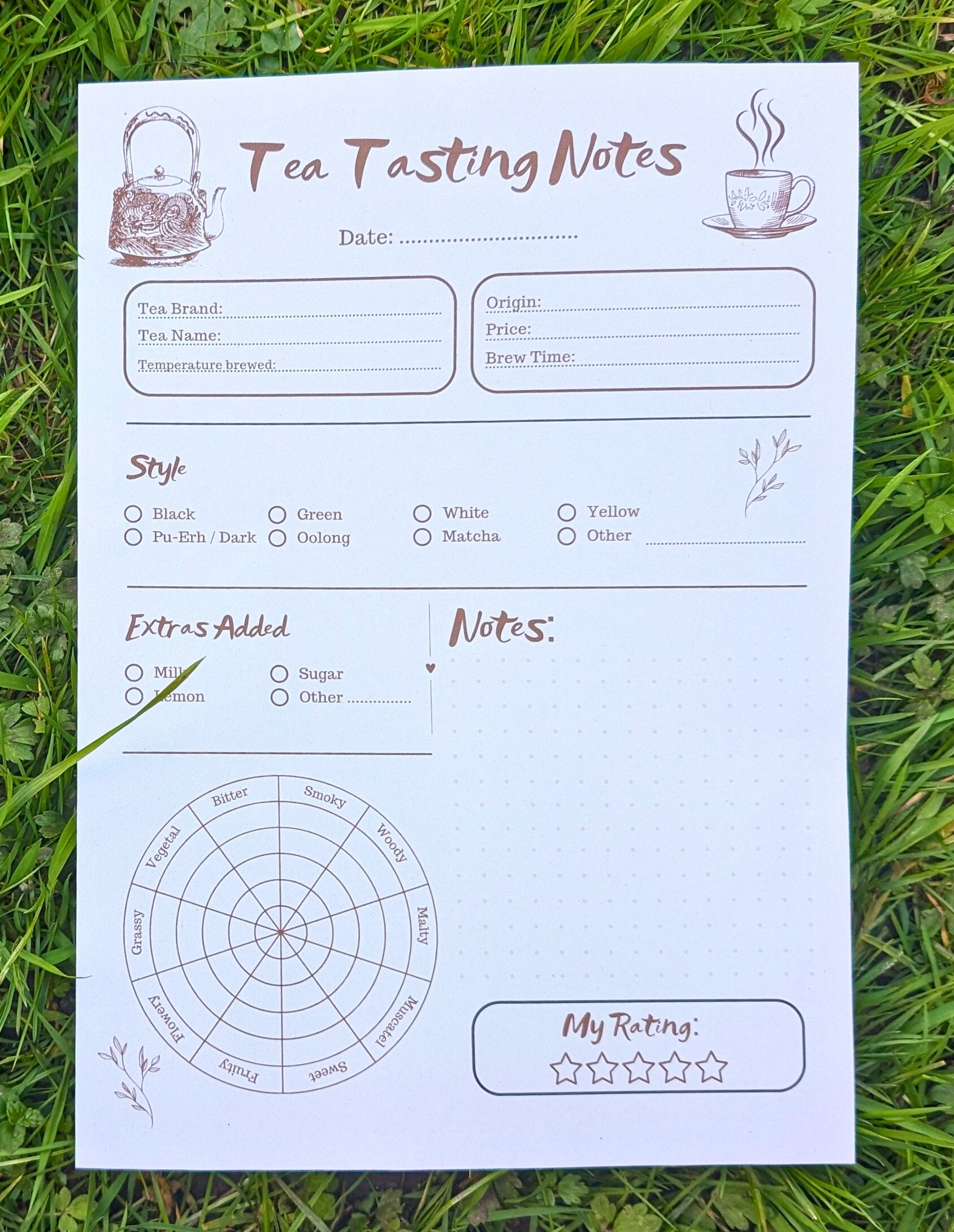 Tea Tasting Notes Printable PDF - Track Your Tea Flavours & Experiences ...