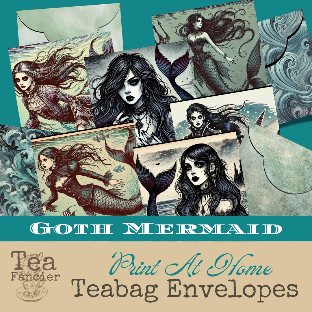 Goth Mermaid Printable Teabag Envelopes Perfect for Tea Parties and ...