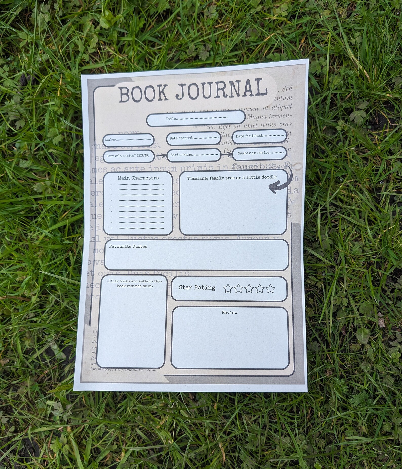 Printable Book Journal With Character Tracker, Family Trees & More ...