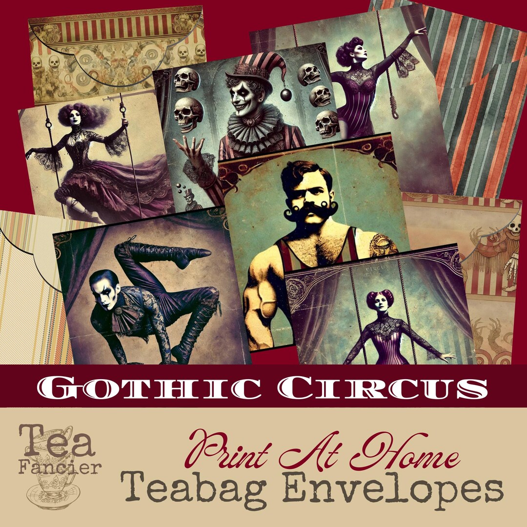 Gothic Circus Printable Teabag Envelopes Perfect for Tea Parties and ...