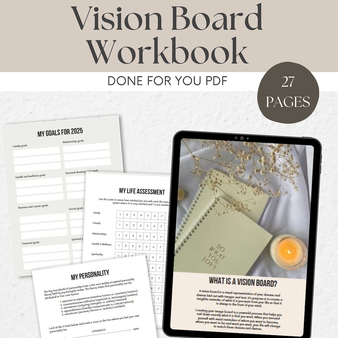 Vision Board Workbook | Vision Board Journal | Life Coach | Mental ...