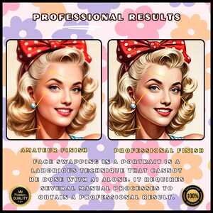 Custom Vintage Pin up Portrait, Retro Face Swap Art, Personalized Gift ...