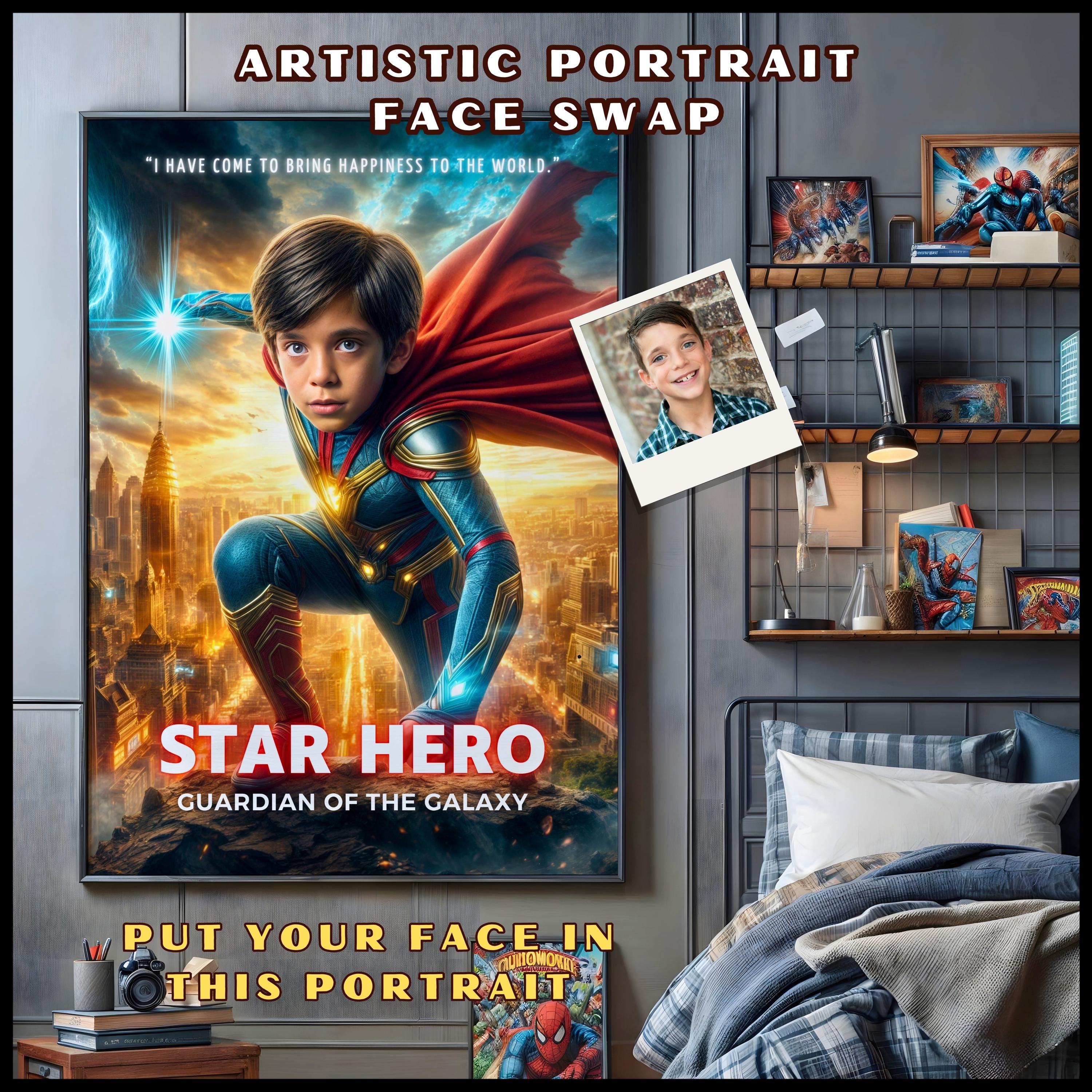 Custom Superhero Portrait: Hyperrealistic Digital Art of a Boy in ...