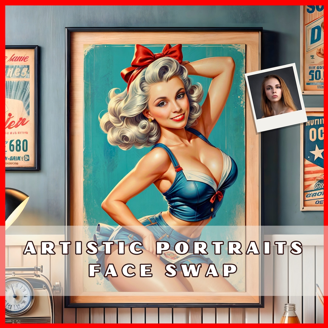 Custom Retro Pin up Girl Portrait: Vintage Face Swap Art - Etsy