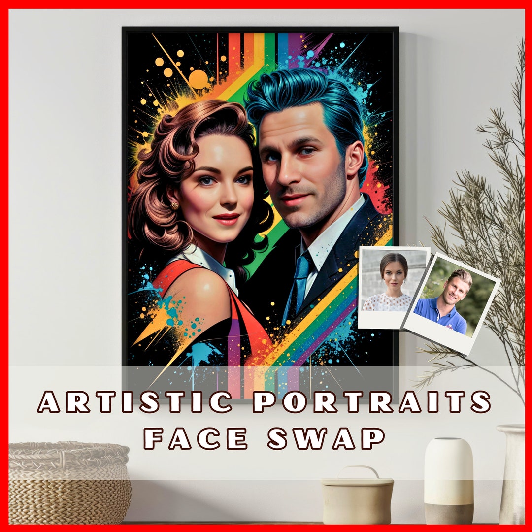 Pop Art Couple Commission | Personalized Face Swap Print | Colorful ...
