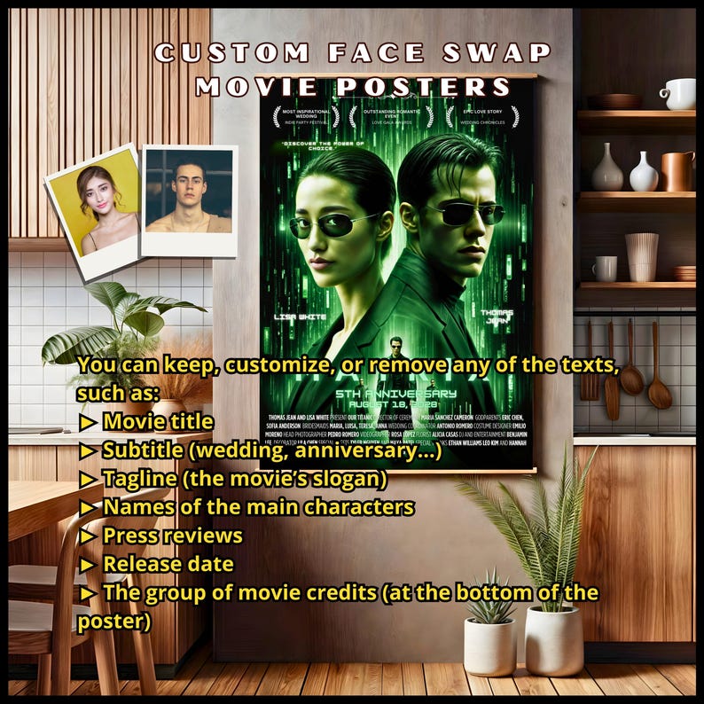Custom Matrix Movie Poster: Face Swap Couple Portrait, Wedding ...