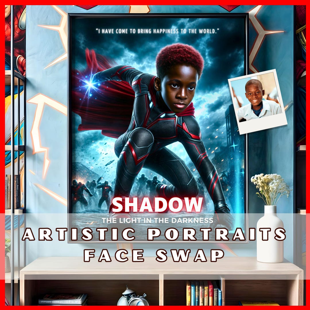 Custom Superhero Portrait: Hyperrealistic Digital Art of a Boy in ...