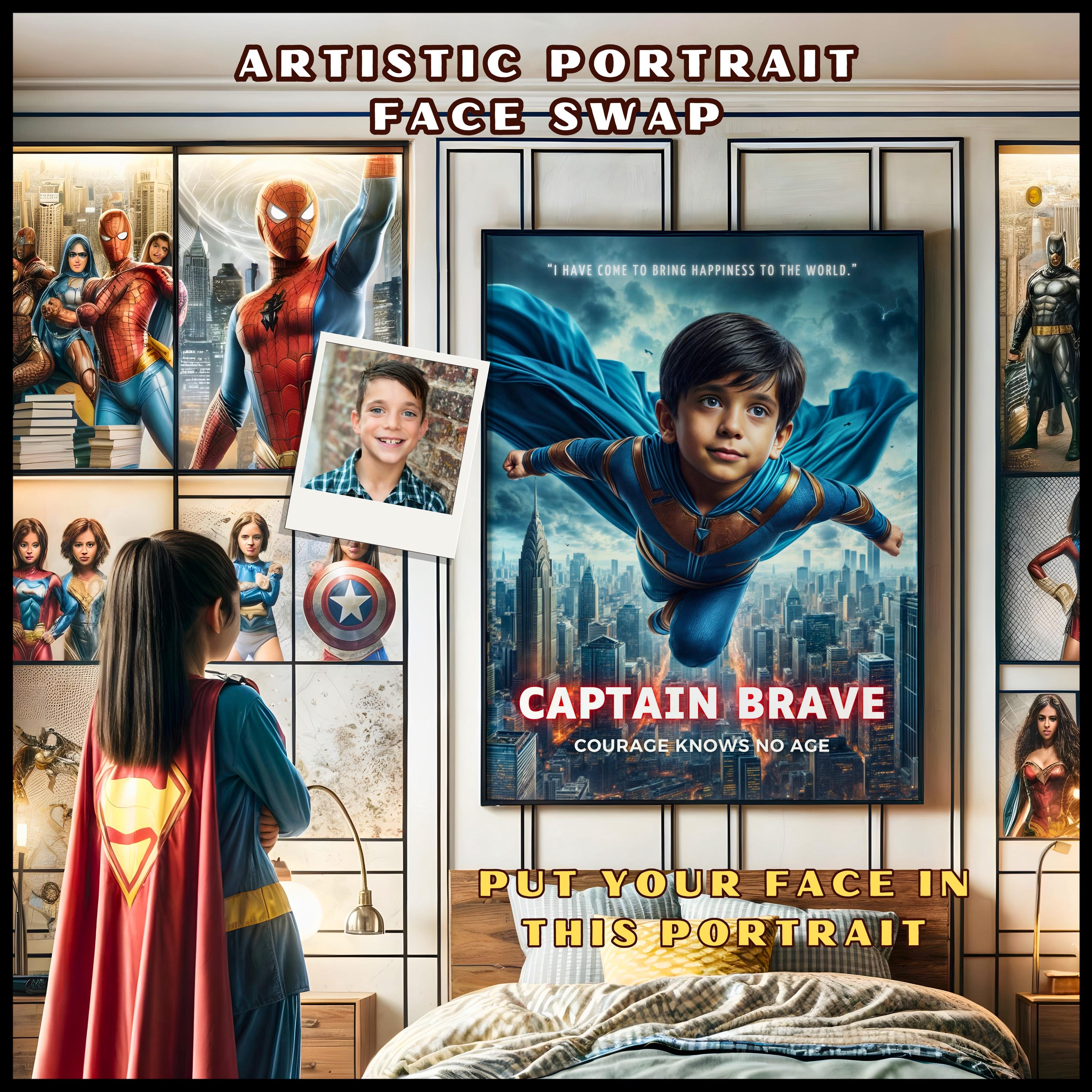 Custom Superhero Portrait: Hyperrealistic Digital Art of a Boy in ...