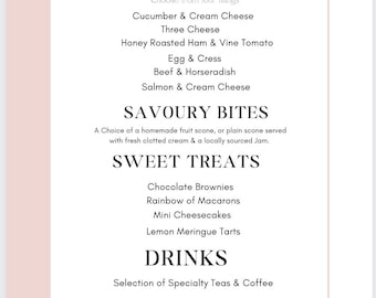 Vintage Afternoon Tea Menu - Etsy