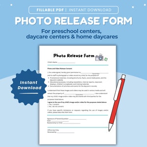 Daycare Photo Release Form , Preschool, and in Home Daycares ...
