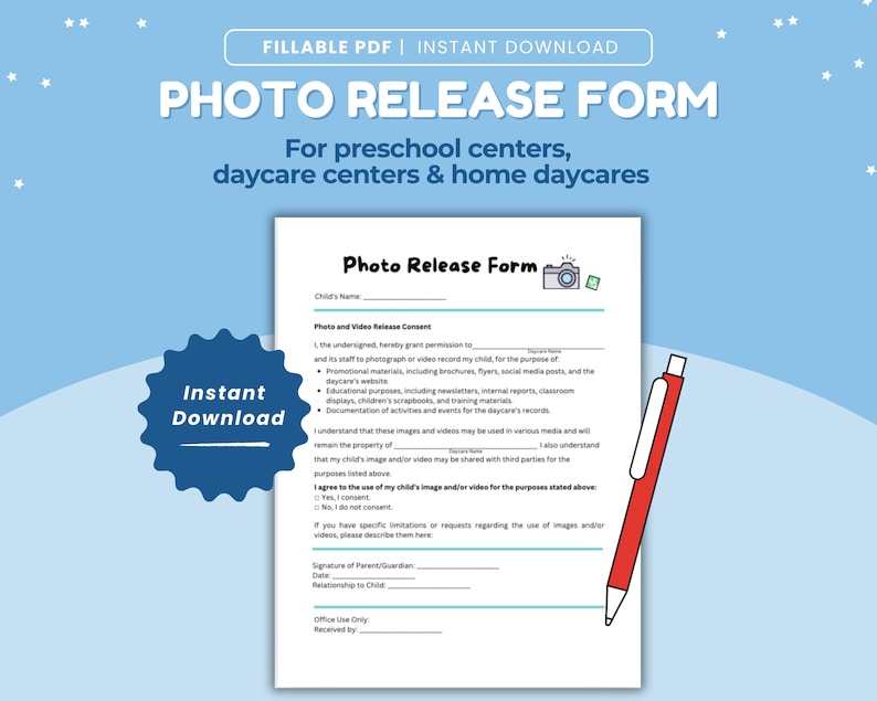 Daycare Photo Release Form , Preschool, and in Home Daycares ...