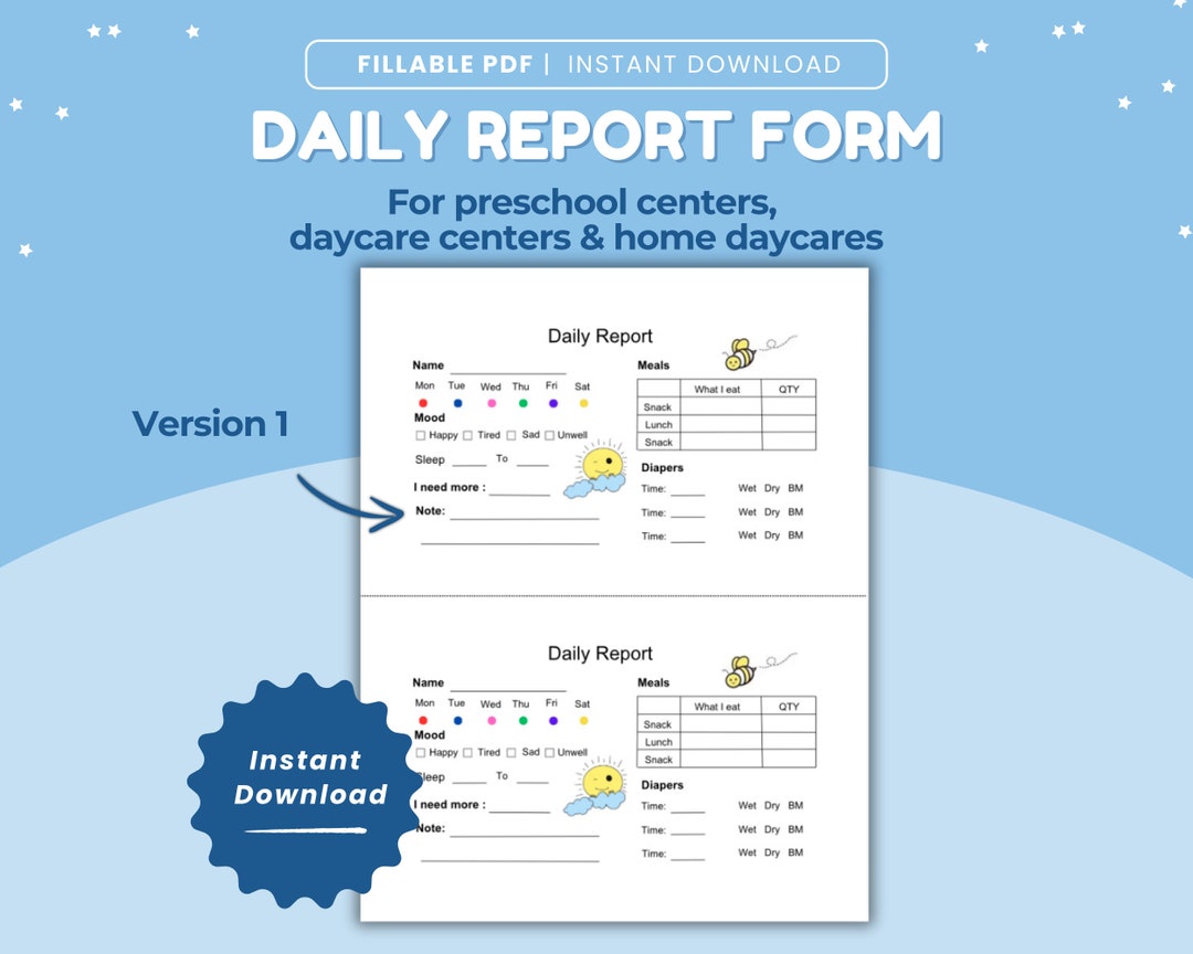 Daycare Daily Form, Childcare Centre, Home Daycare, Daycare Daily Log ...