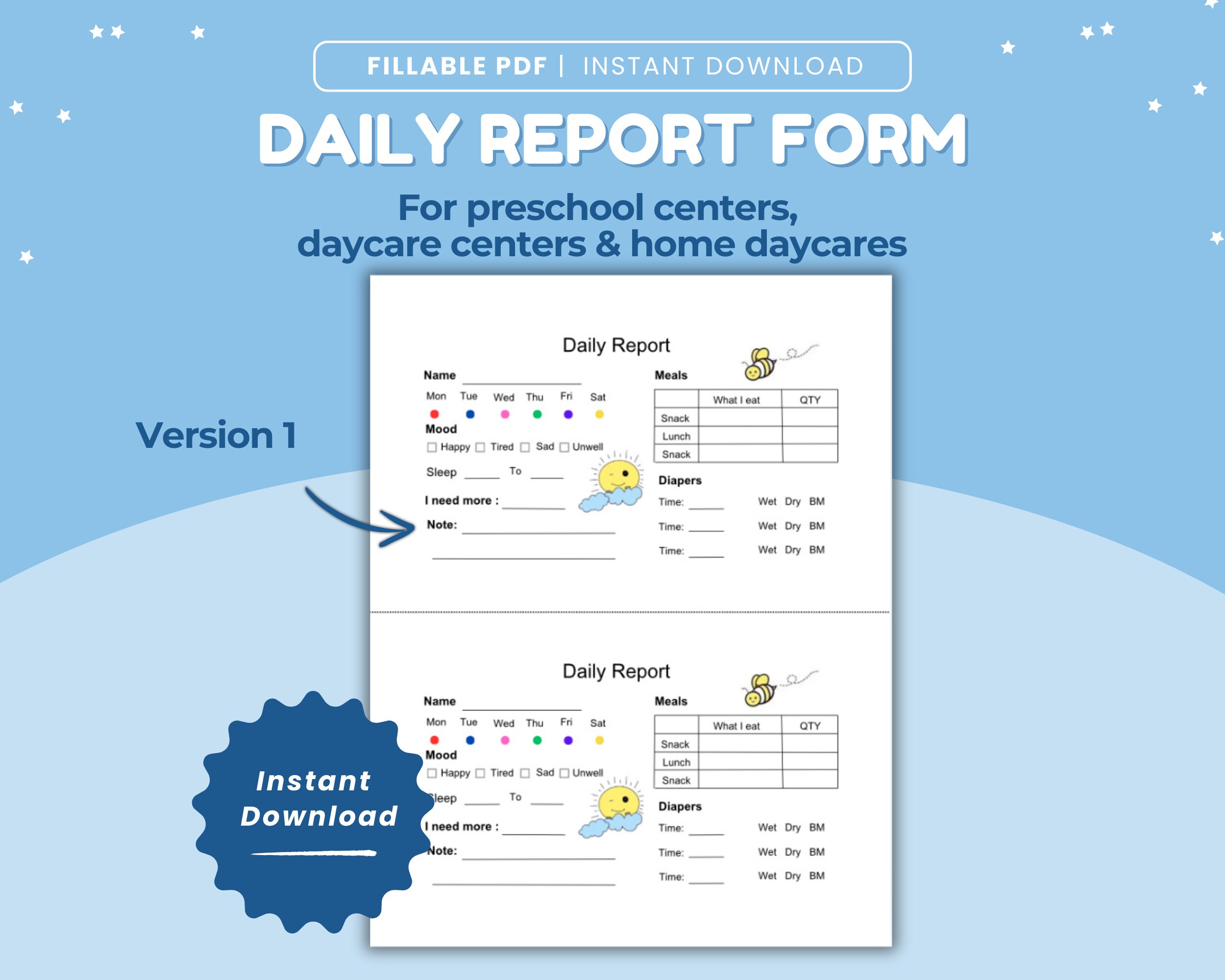 Daycare Daily Form, Childcare Centre, Home Daycare, Daycare Daily Log ...