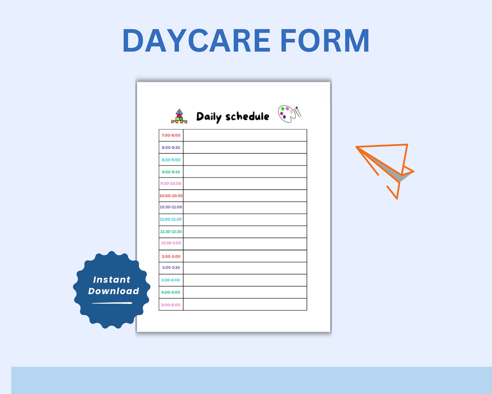 Daycare Daily Schedule Template Printable, for Daycare, Preschool Daily ...
