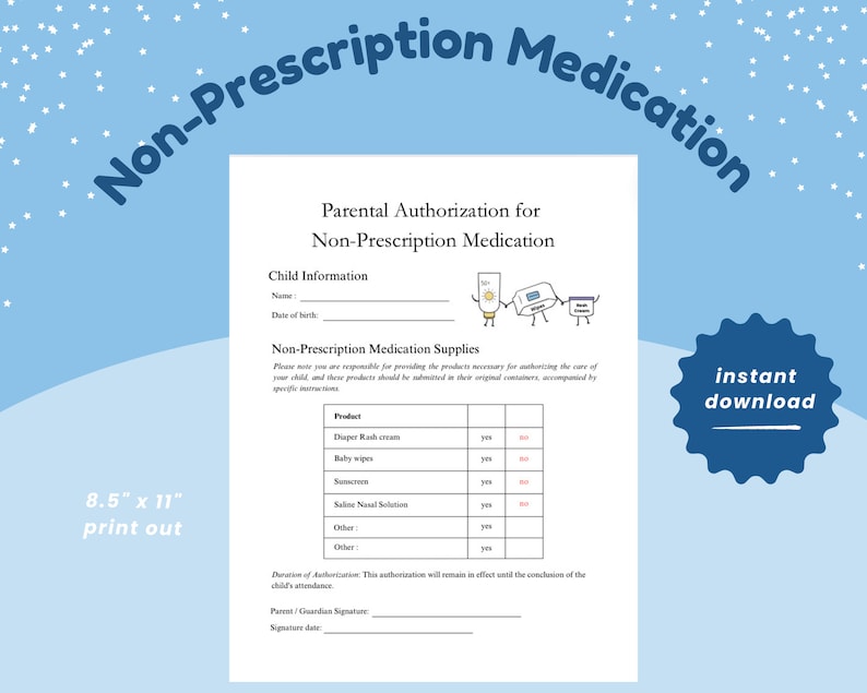 Medication Authorization for Non-prescription, Diaper Cream, Sunscreen ...