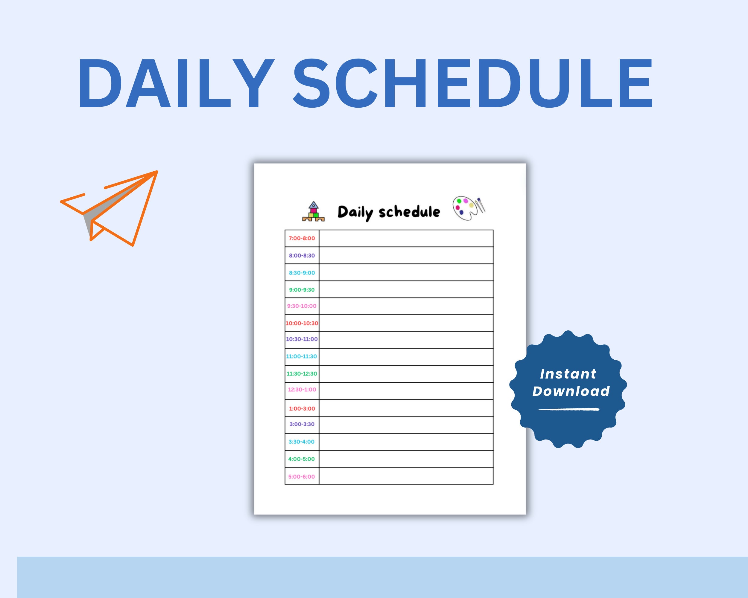 Daycare Daily Schedule Template Printable, for Daycare, Preschool Daily ...