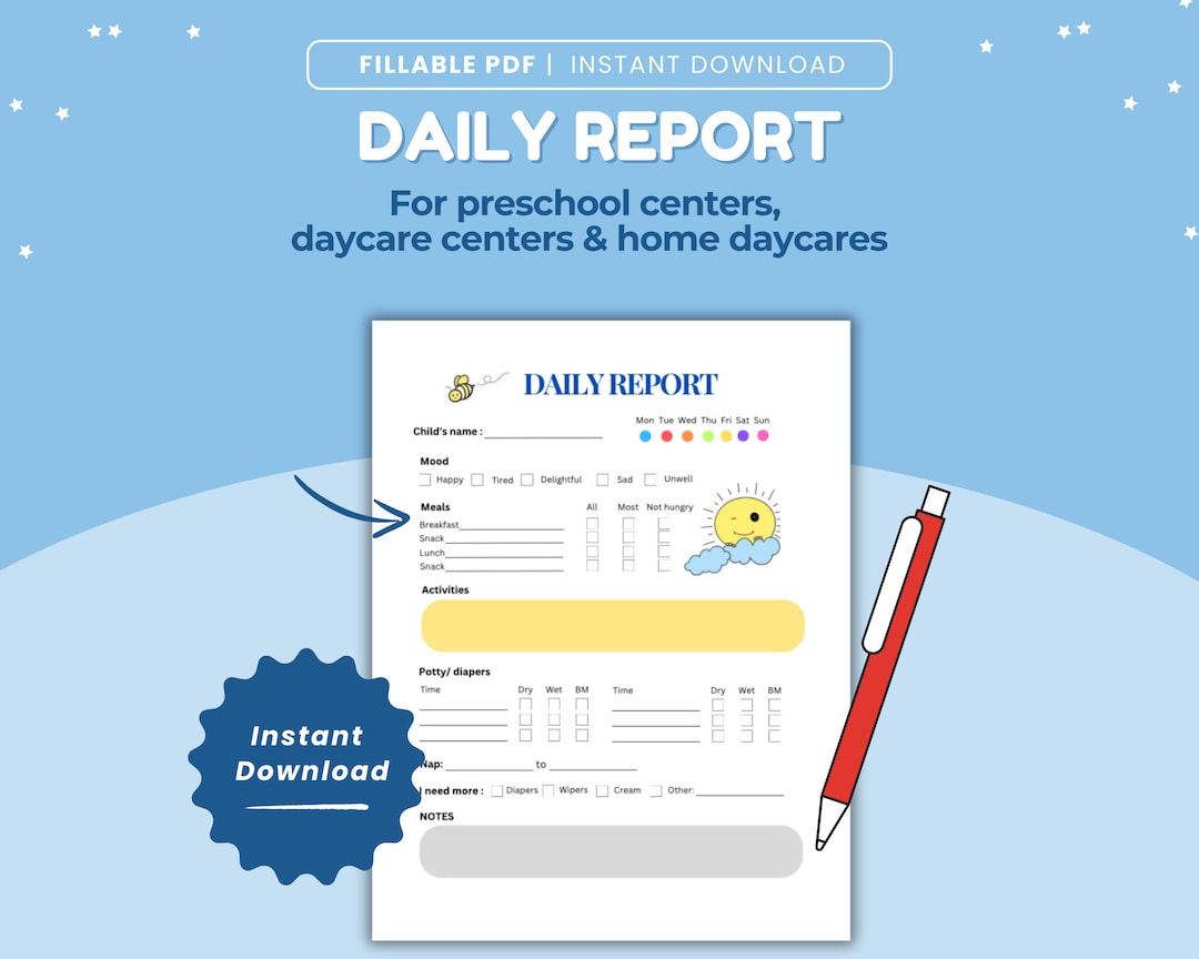 Daycare Daily Form, Childcare Centre, Home Daycare, Daycare Daily Log ...