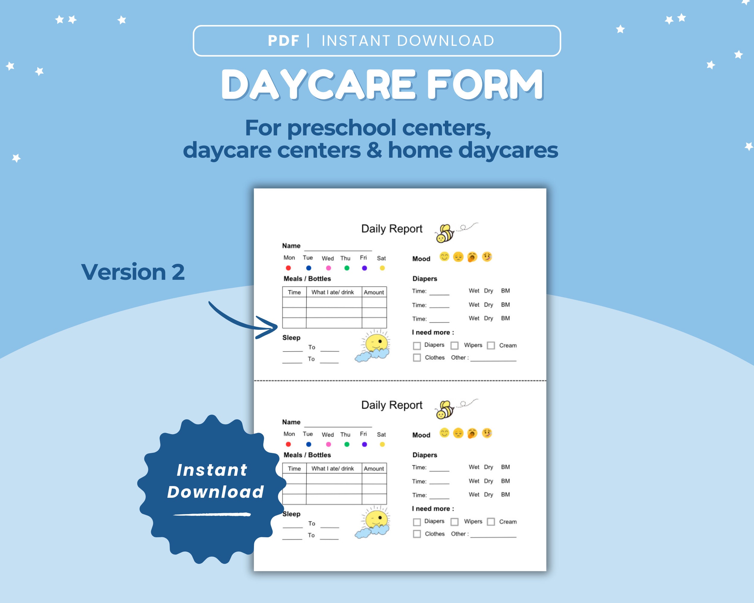 Daycare Daily Form, Childcare Centre, Home Daycare, Daycare Daily Log ...