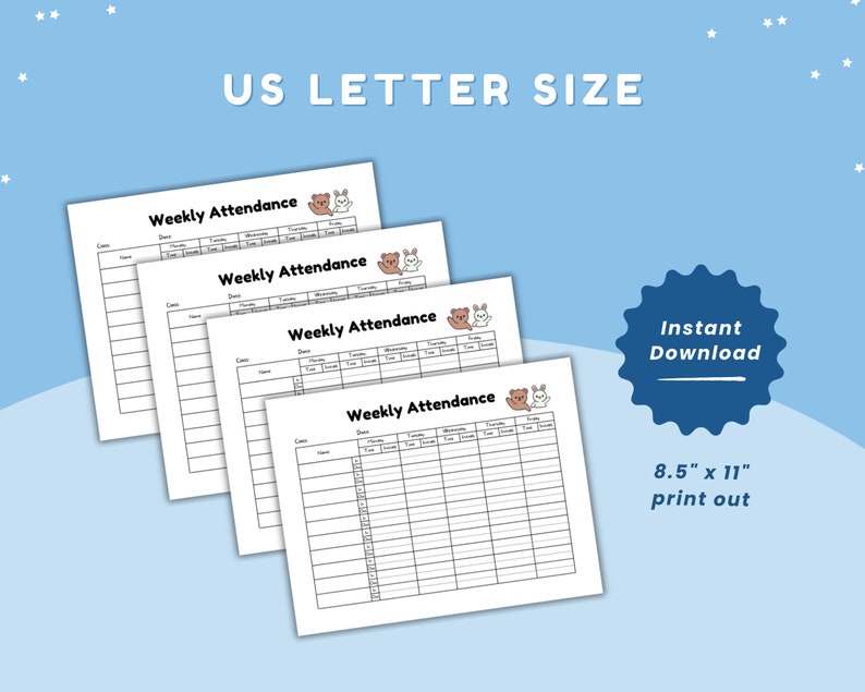 Daycare Weekly Attendance Form, Daycare Center, Childcare Centers ...