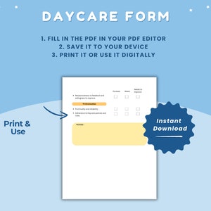Daycare Staff Evaluation, Printable for Preschool, Daycare Centers ...