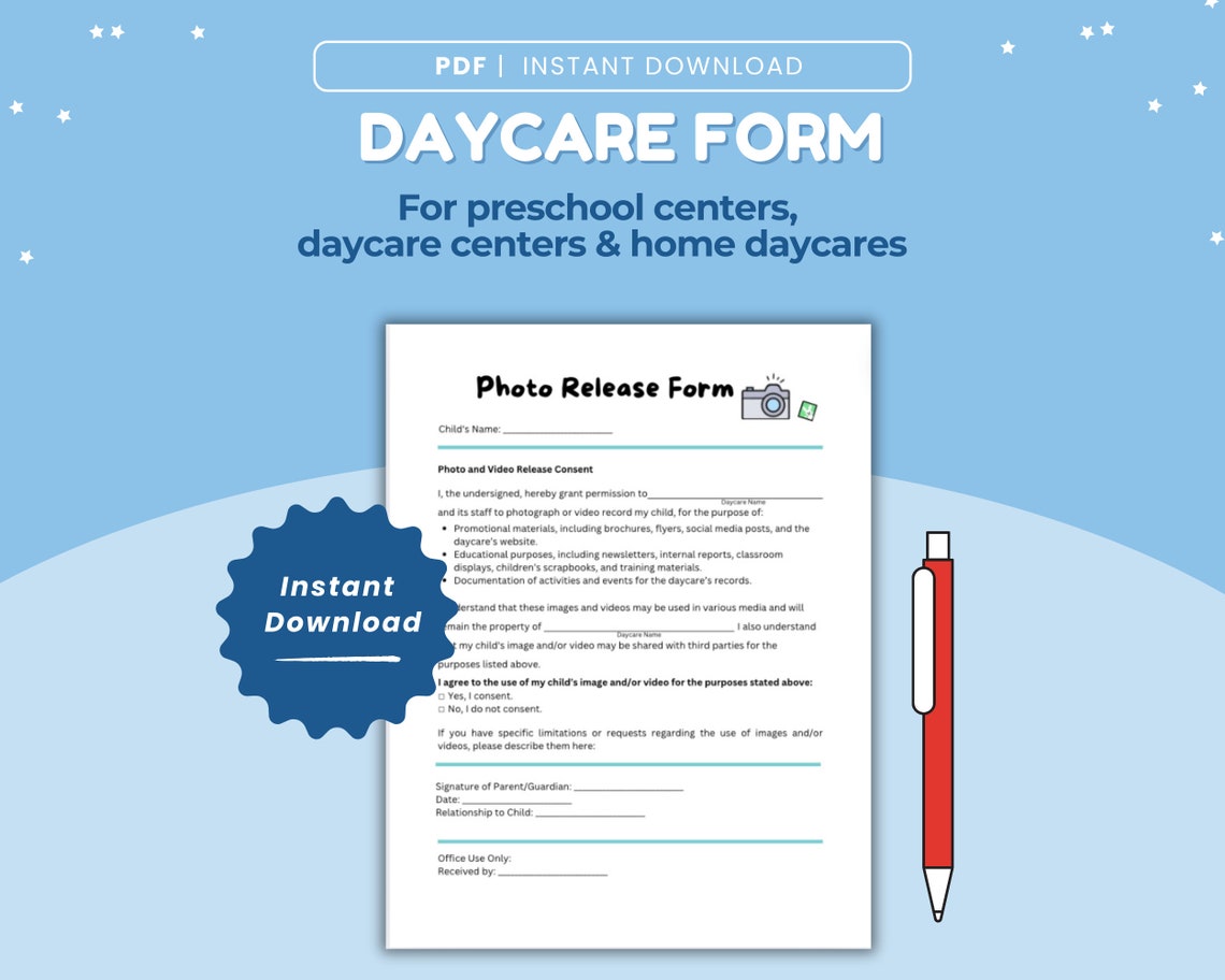 Daycare Photo Release Form , Preschool, and in Home Daycares ...