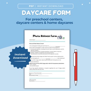Daycare Photo Release Form , Preschool, and in Home Daycares Childcare ...