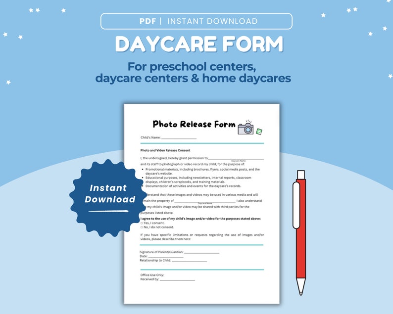 Daycare Photo Release Form , Preschool, and in Home Daycares ...