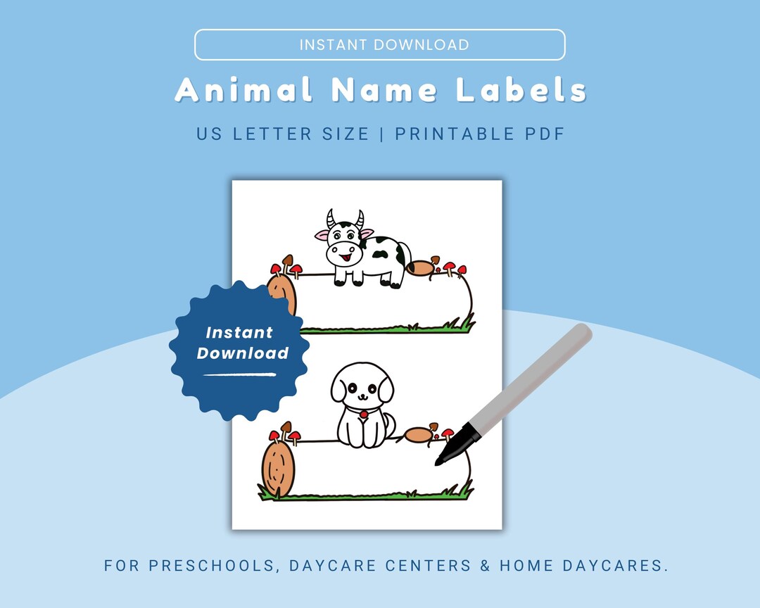 Animal Name Label | Animal Classroom Labels | Label School Supply ...