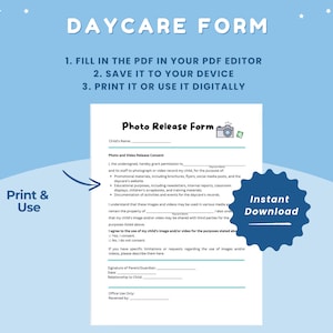 Daycare Photo Release Form , Preschool, and in Home Daycares ...