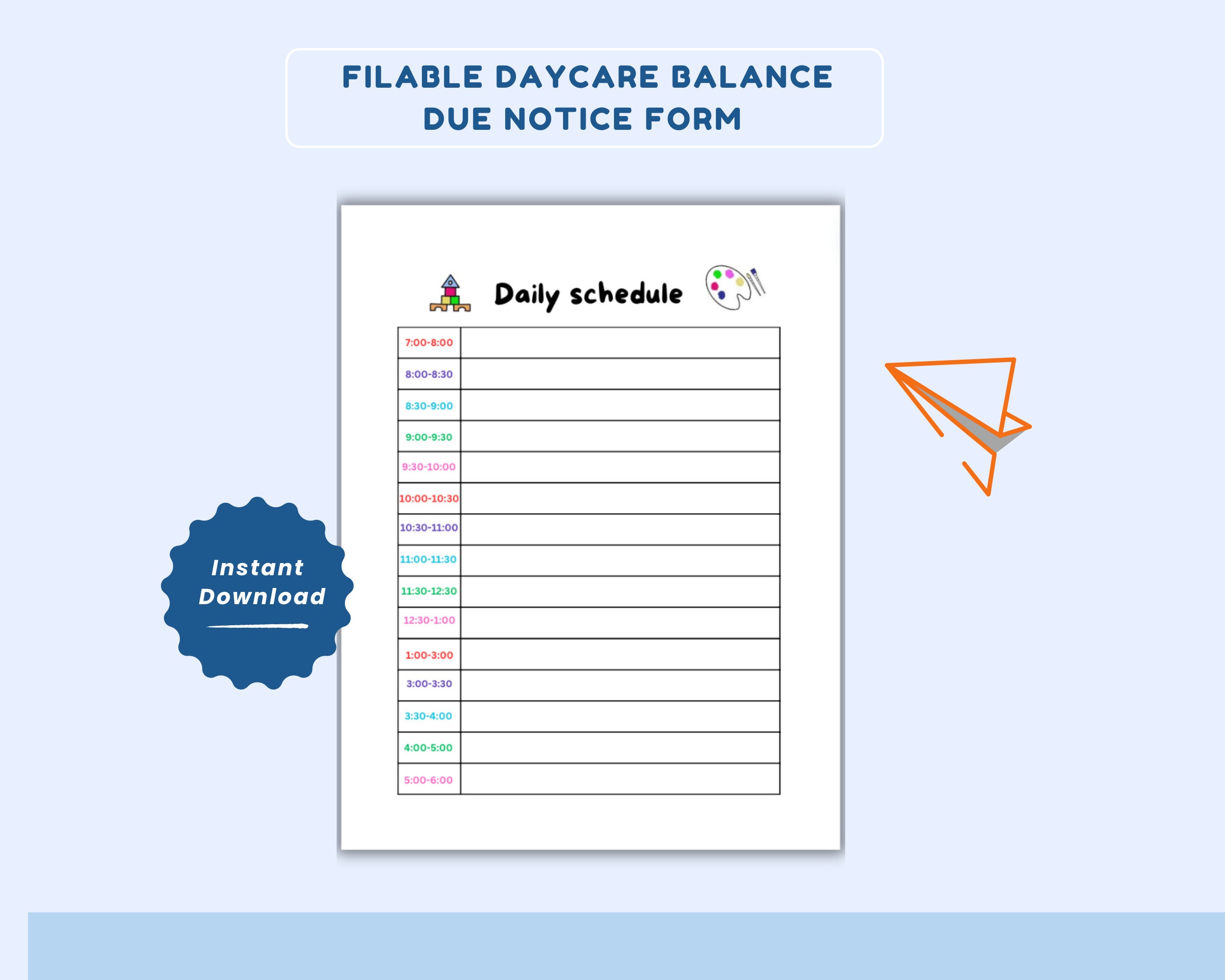 Daycare Daily Schedule Template Printable, for Daycare, Preschool Daily ...