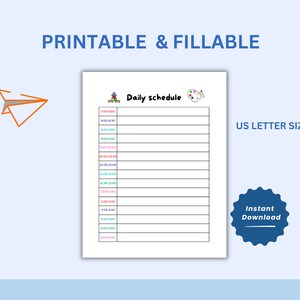 Daycare Daily Schedule Template Printable, for Daycare, Preschool Daily ...