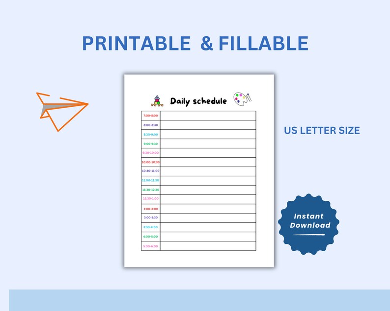 Daycare Daily Schedule Template Printable, for Daycare, Preschool Daily ...