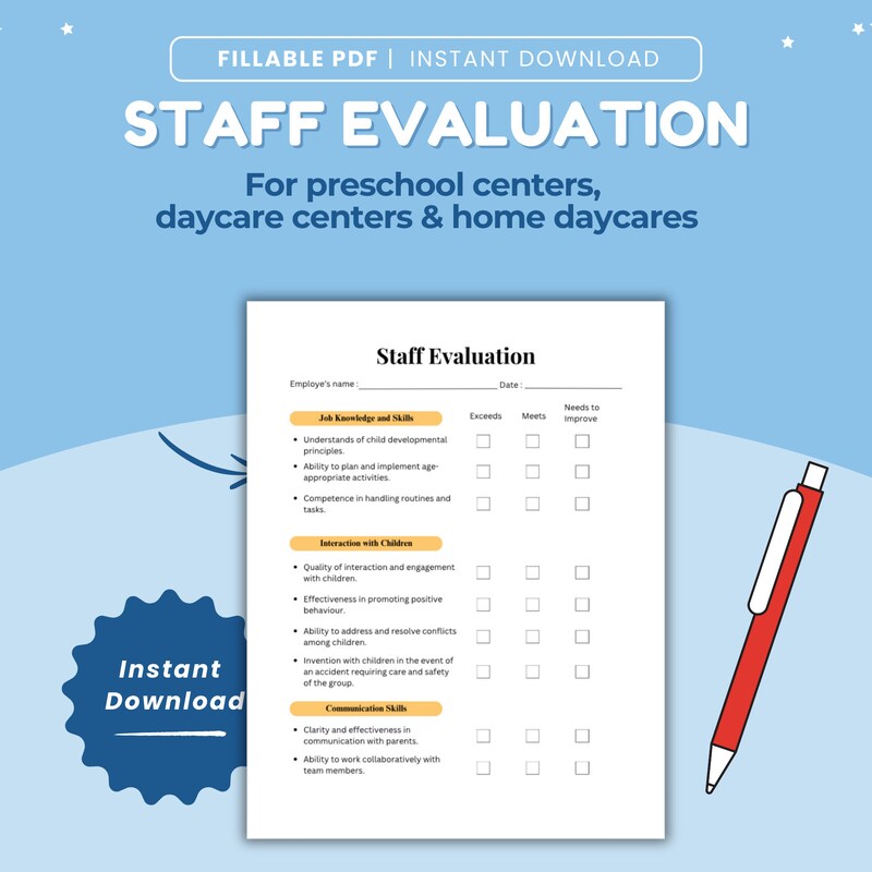 Daycare Staff Evaluation - Etsy