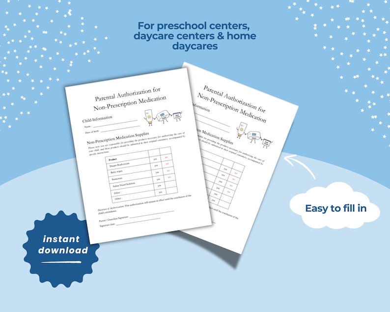 Medication Authorization for Non-prescription, Diaper Cream, Sunscreen ...