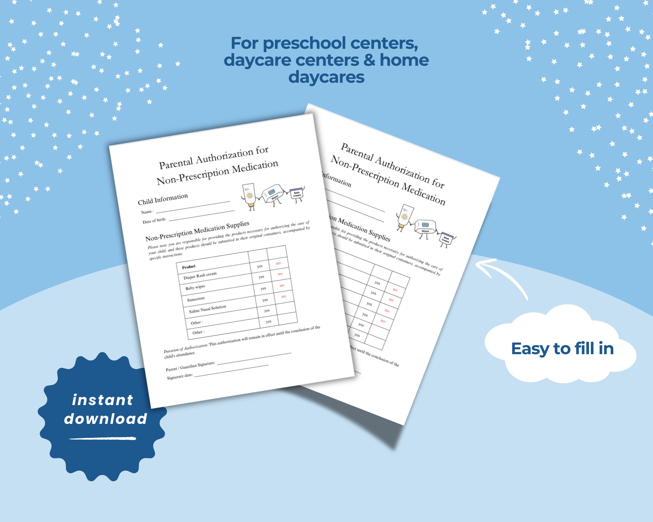 Medication Authorization for Non-prescription, Diaper Cream, Sunscreen ...