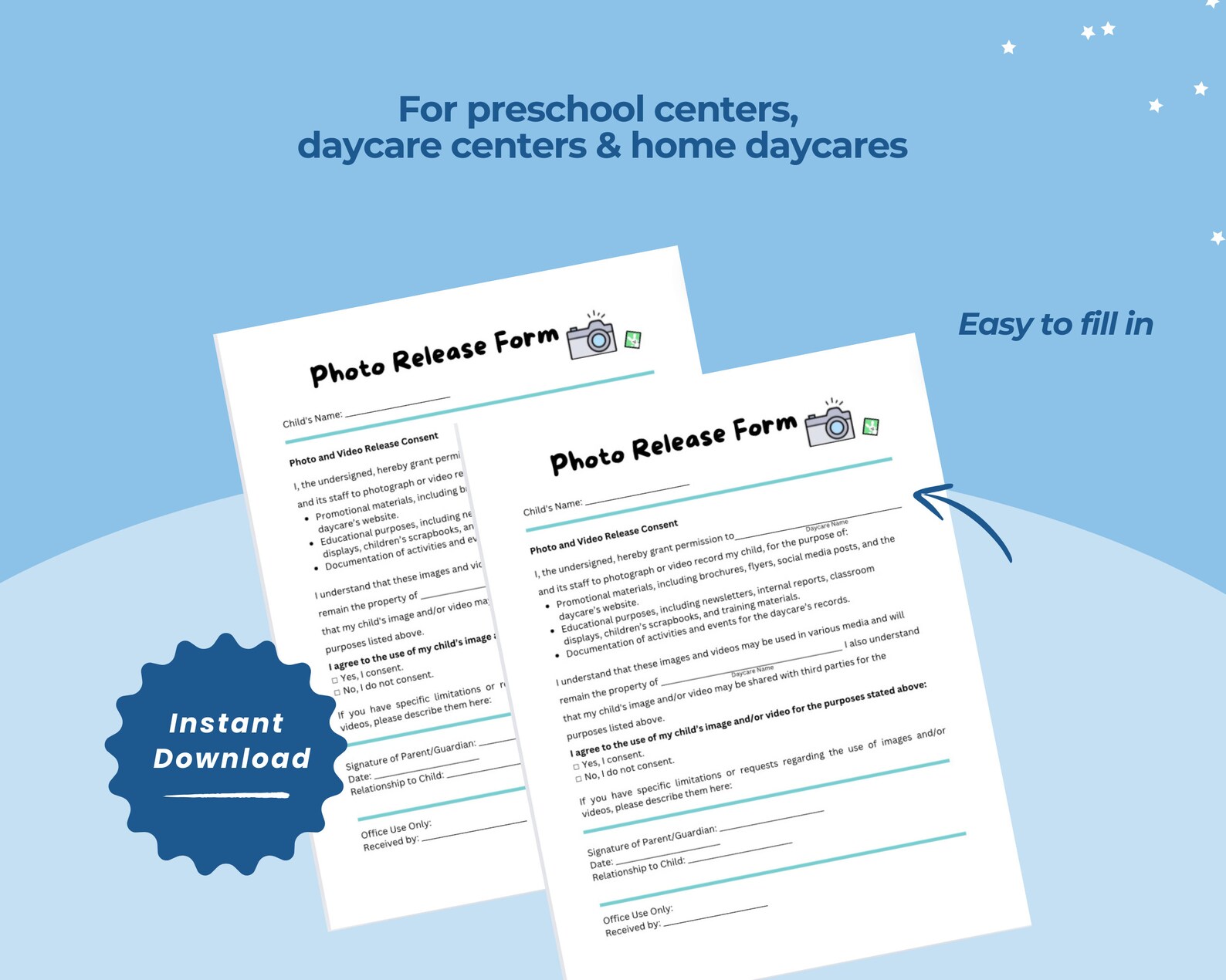 Daycare Photo Release Form , Preschool, and in Home Daycares ...