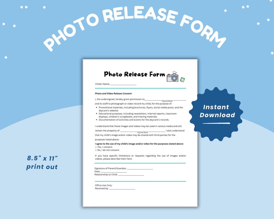 Daycare Photo Release Form , Preschool, and in Home Daycares ...