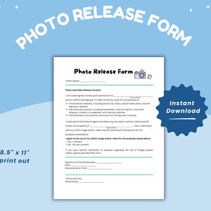 Daycare Photo Release Form , Preschool, and in Home Daycares ...