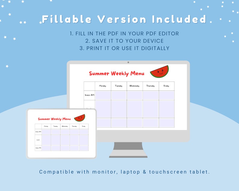 Daycare Weekly Menu Printable, Home Daycare Monthly Meal Planner ...