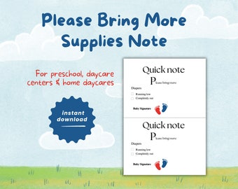 Please Bring More Supplies Notice for Daycares Parents Notes Childcare ...