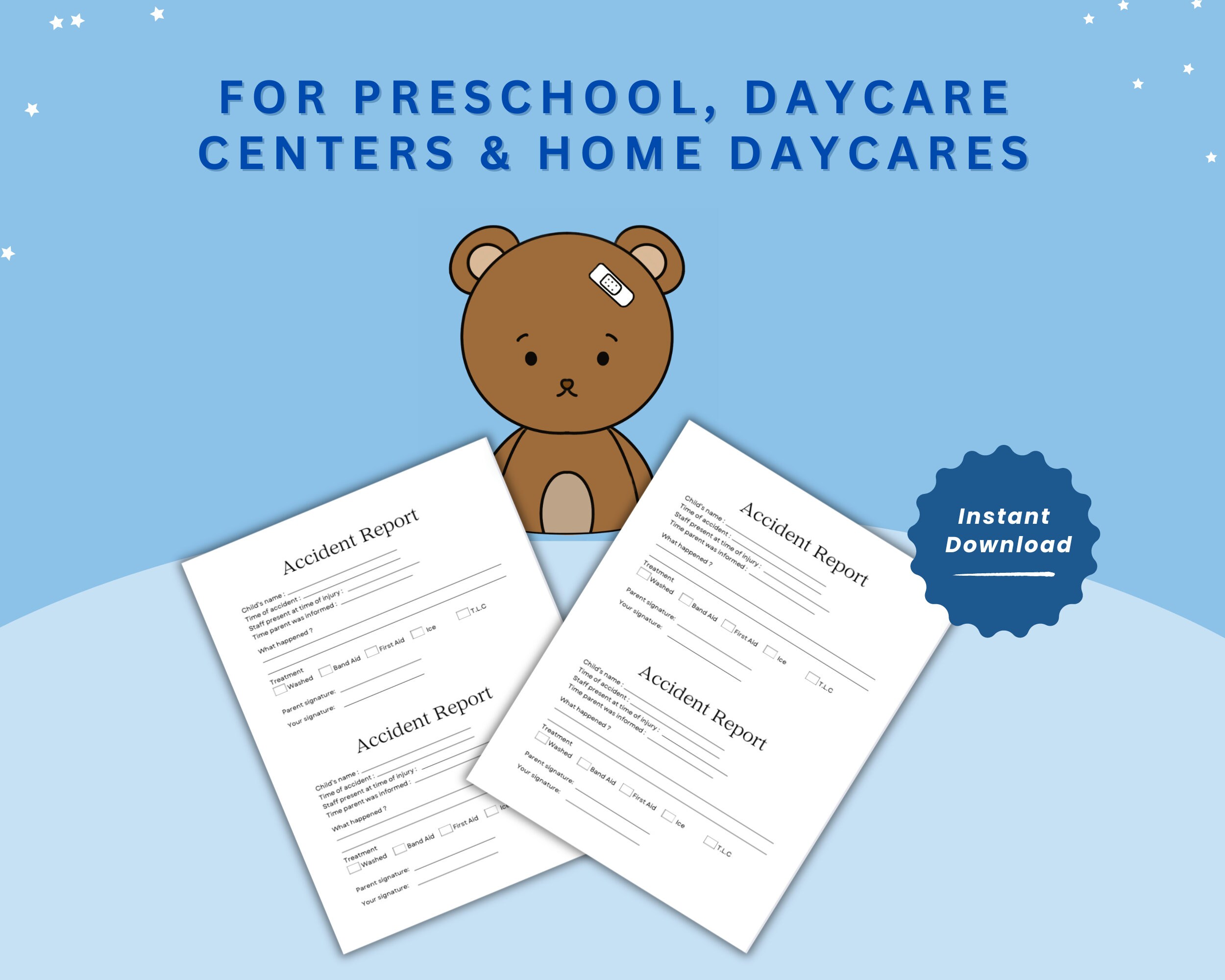 Daycare Printable Child Accident Report / Home Daycare Incident Report ...