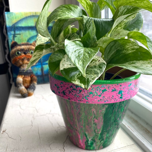 Pink Flower Pot - Etsy