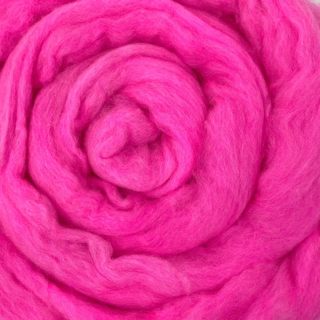 Neon Pink - 2 Oz Repeatable Semisolid Wool Top, Polwarth, Merino ...