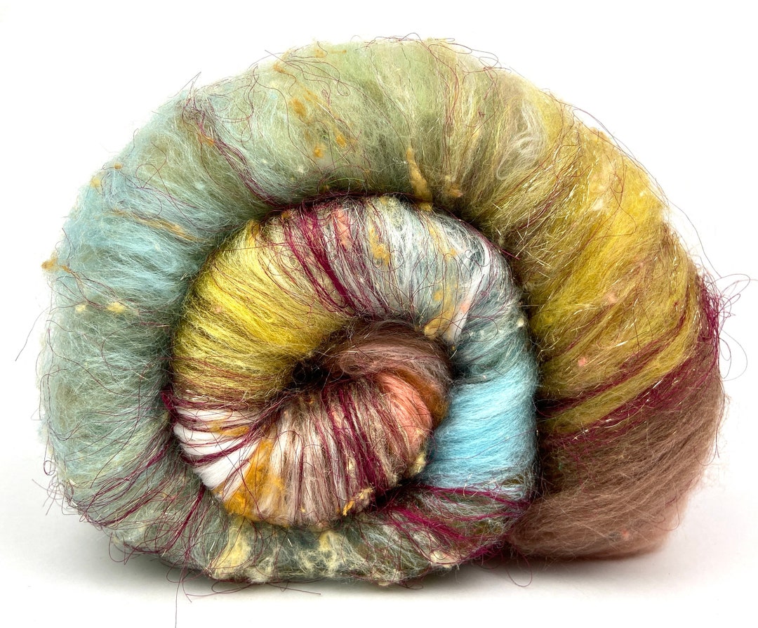 Art Batt 0131-01 3.7 Oz Polwarth Wool, Silk, Noils, Sparkle, Spinning ...