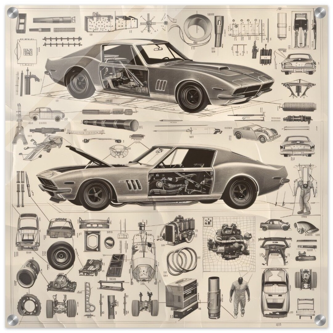 GTO Glass Wall Art | GTO Blueprint Wall Art | GTO Car Lovers Gifts - Etsy