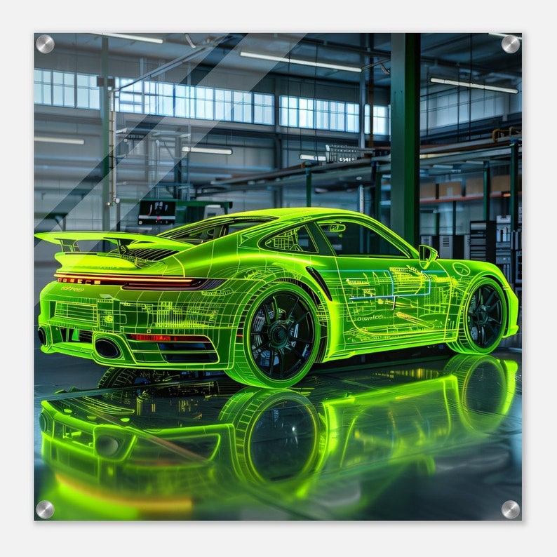 Porsche Acrylic Glass Wall Art, Large High Gloss Sports Car Home Decor ...