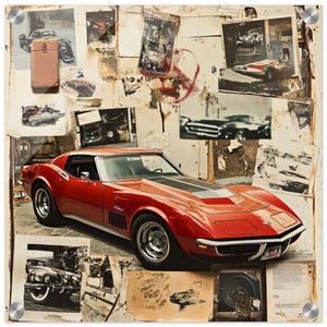 Corvette Glass Wall Art | Corvette Blueprint Wall Art | Corvette Car ...